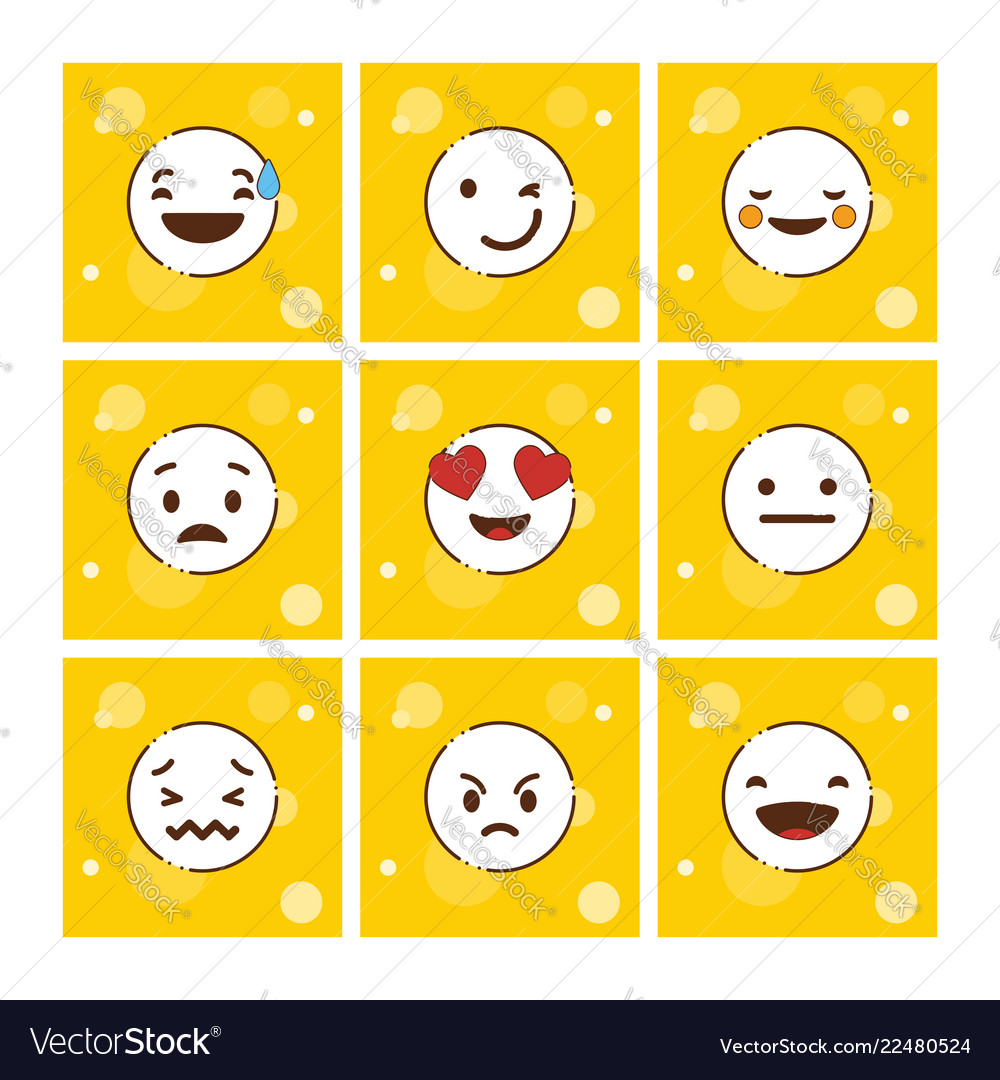 Set Of Yellow Emojis Design Royalty Free Vector Image