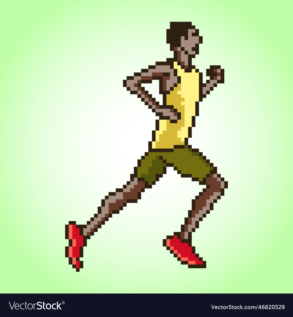 A man running in marathon with pixel art Vector Image