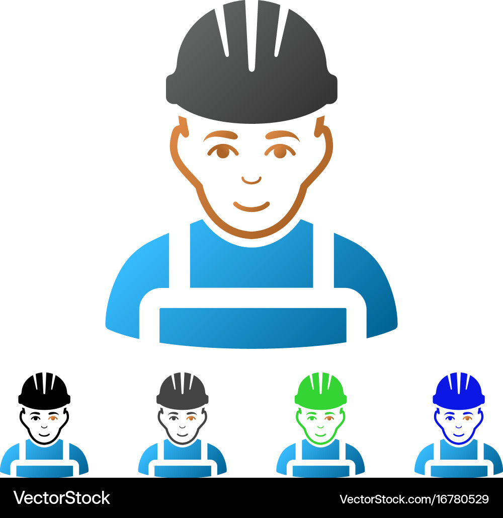 Happy mechanic flat gradient icon Royalty Free Vector Image