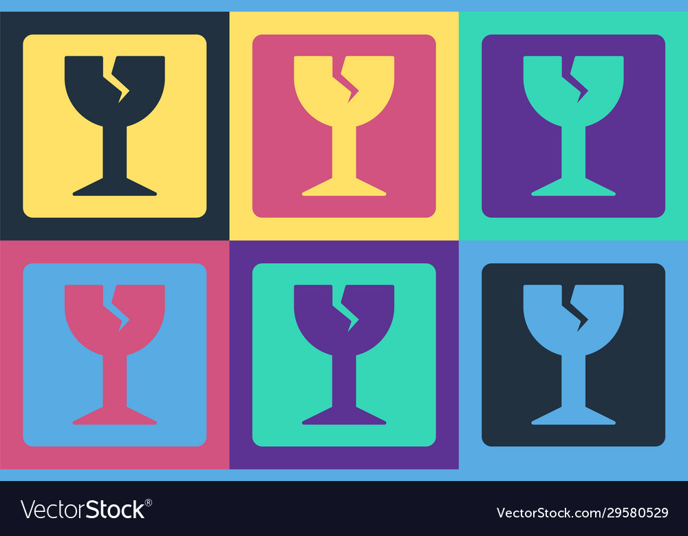 Pop art fragile broken glass symbol for delivery Vector Image