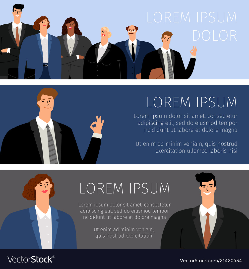 Business people cartoon banners Royalty Free Vector Image