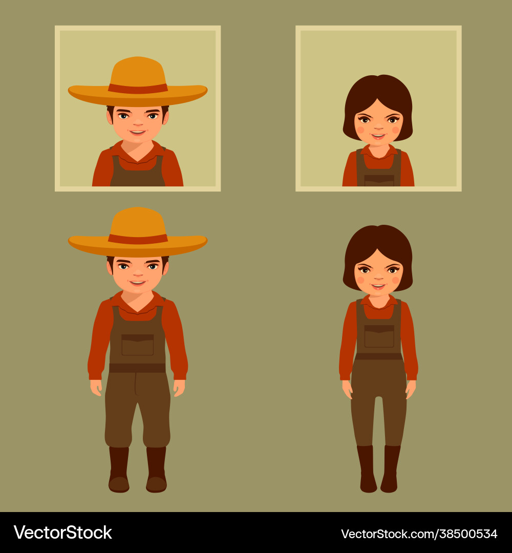 Cartoon farmer characters Royalty Free Vector Image