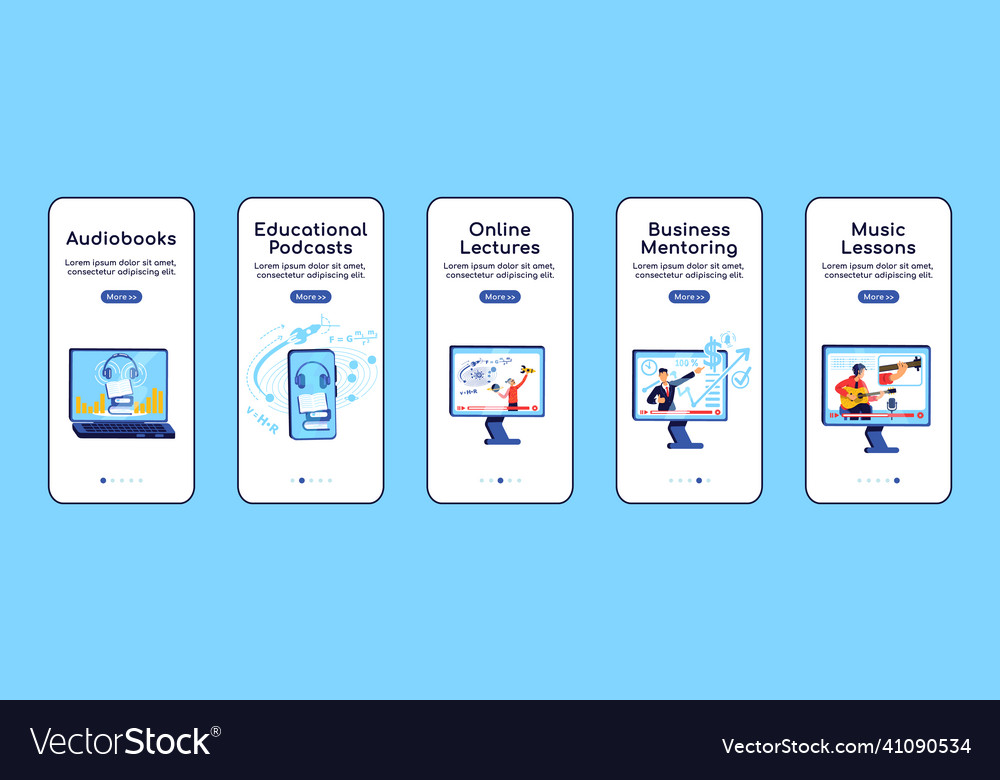 E Learning Onboarding Mobile App Screen Flat Vector Image