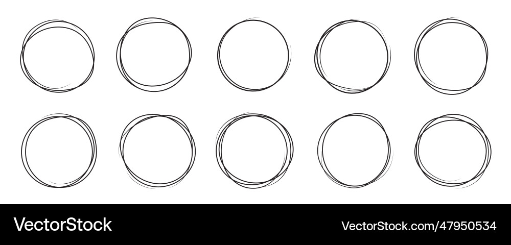 Hand drawing circle line sketch set art design Vector Image