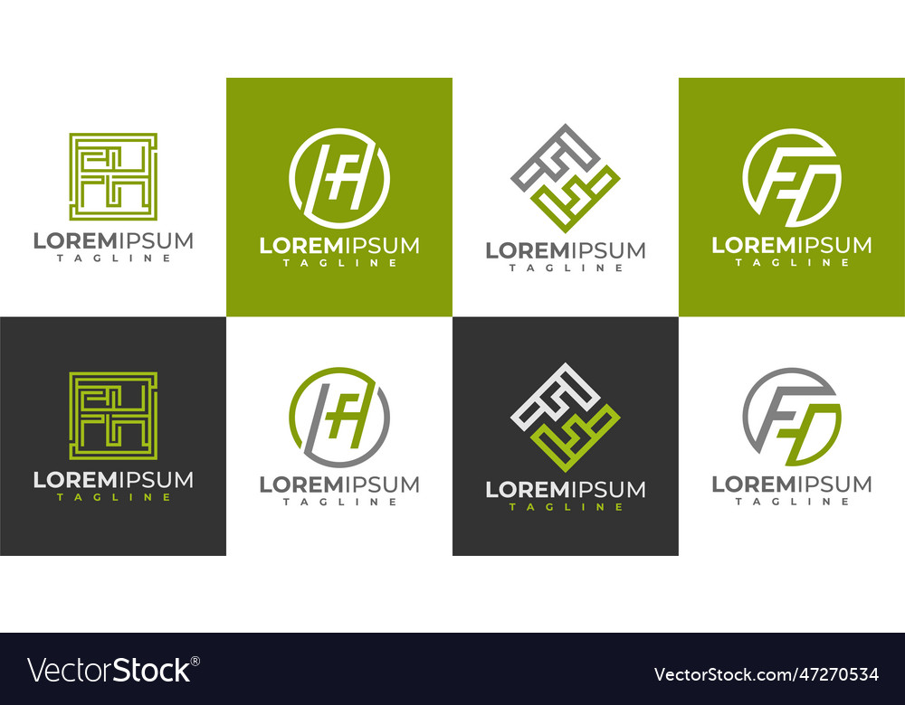 Modern line letter f h fh logo design template Vector Image