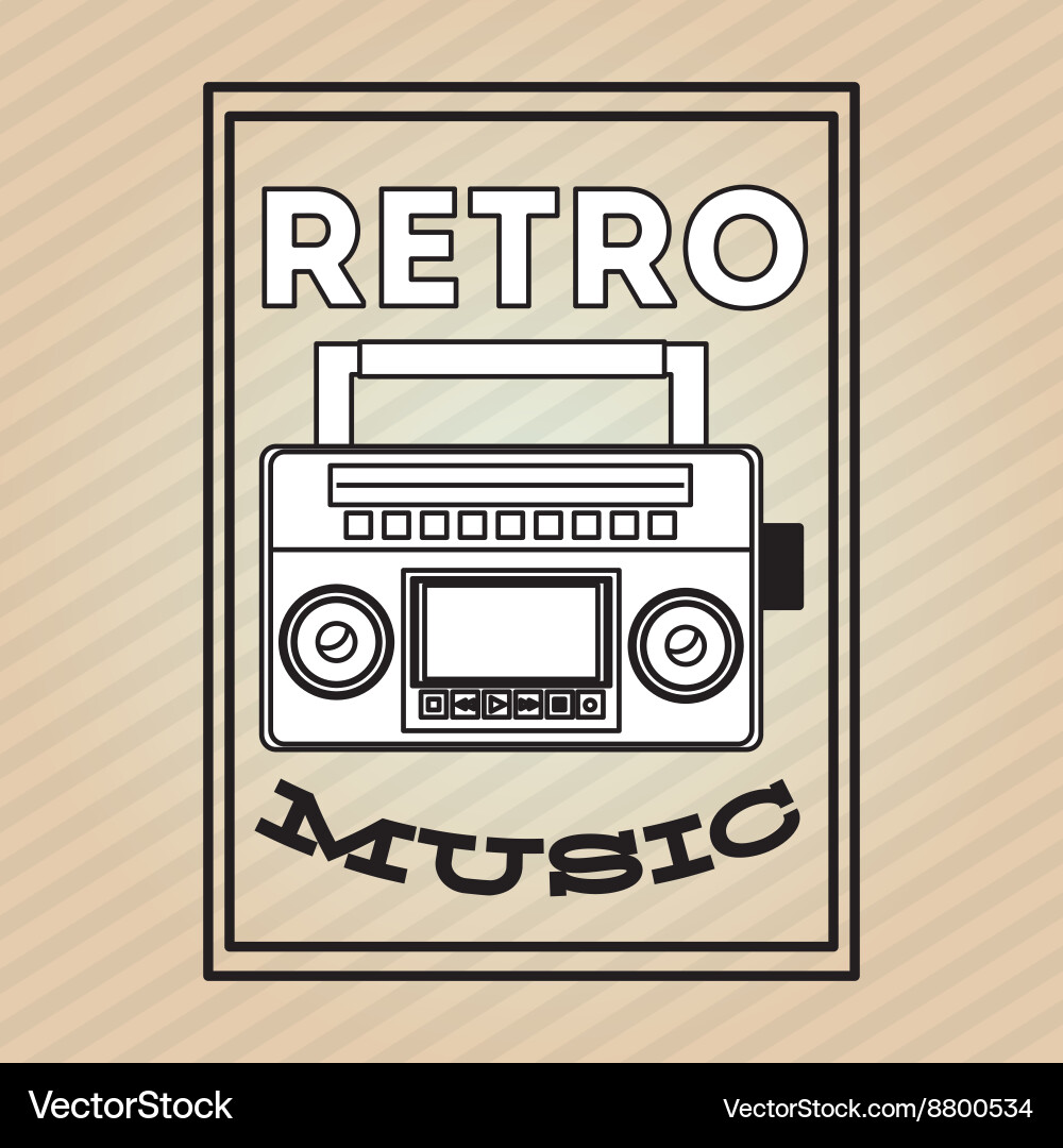 Music icon retro concept flat Royalty Free Vector Image