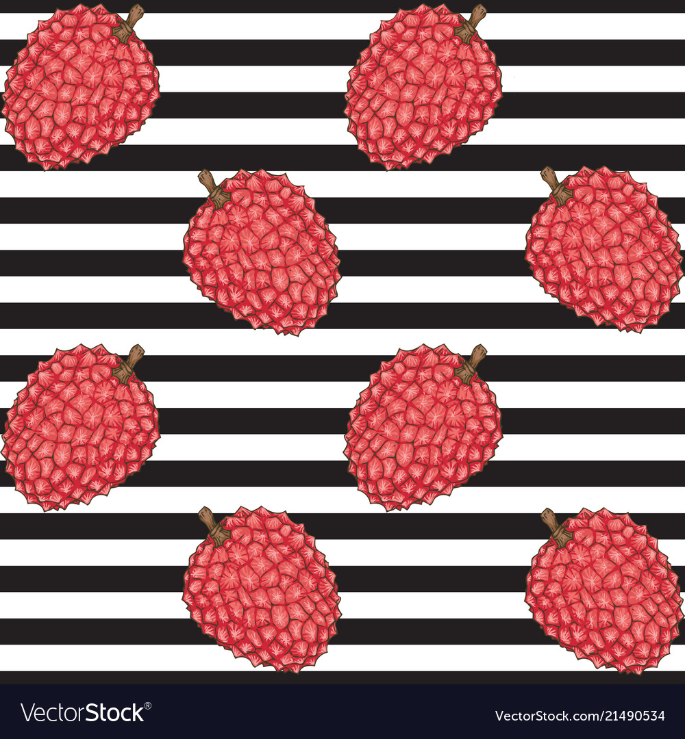 Seamless pattern with red lychee Royalty Free Vector Image