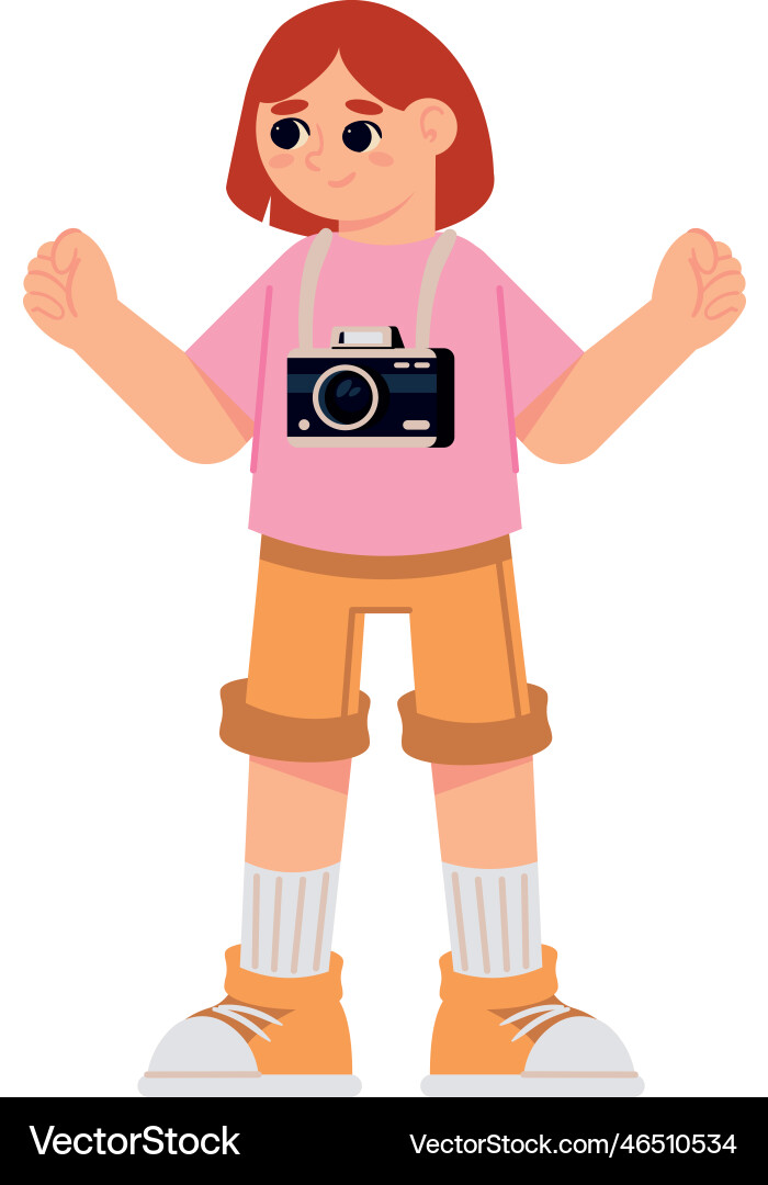 Tourist girl with camera Royalty Free Vector Image