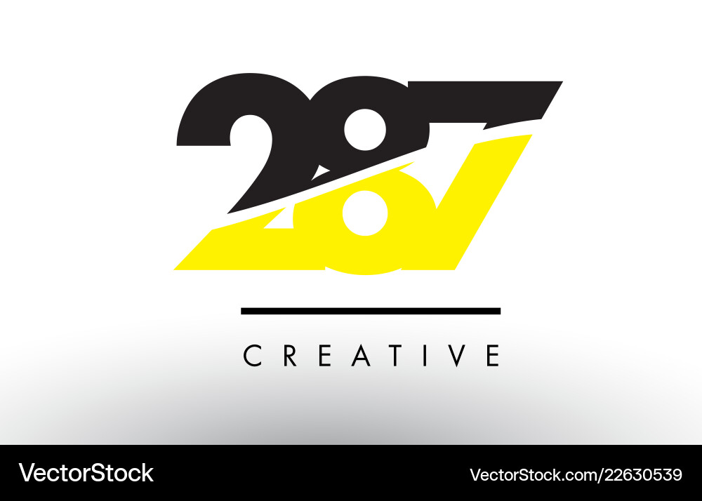287 black and yellow number logo design Royalty Free Vector