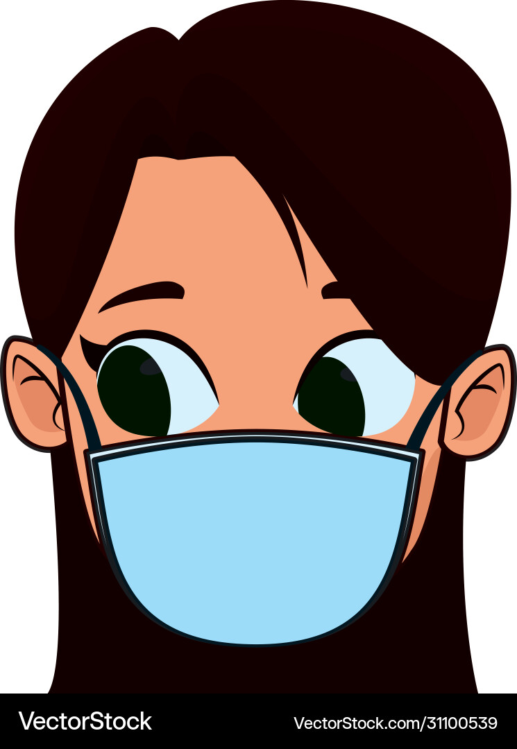 Head girl using face mask for covid19 Royalty Free Vector