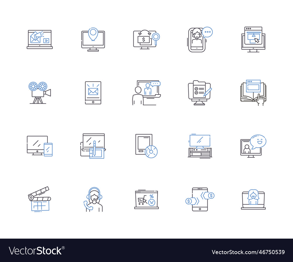 Media outline icons collection journalism Vector Image