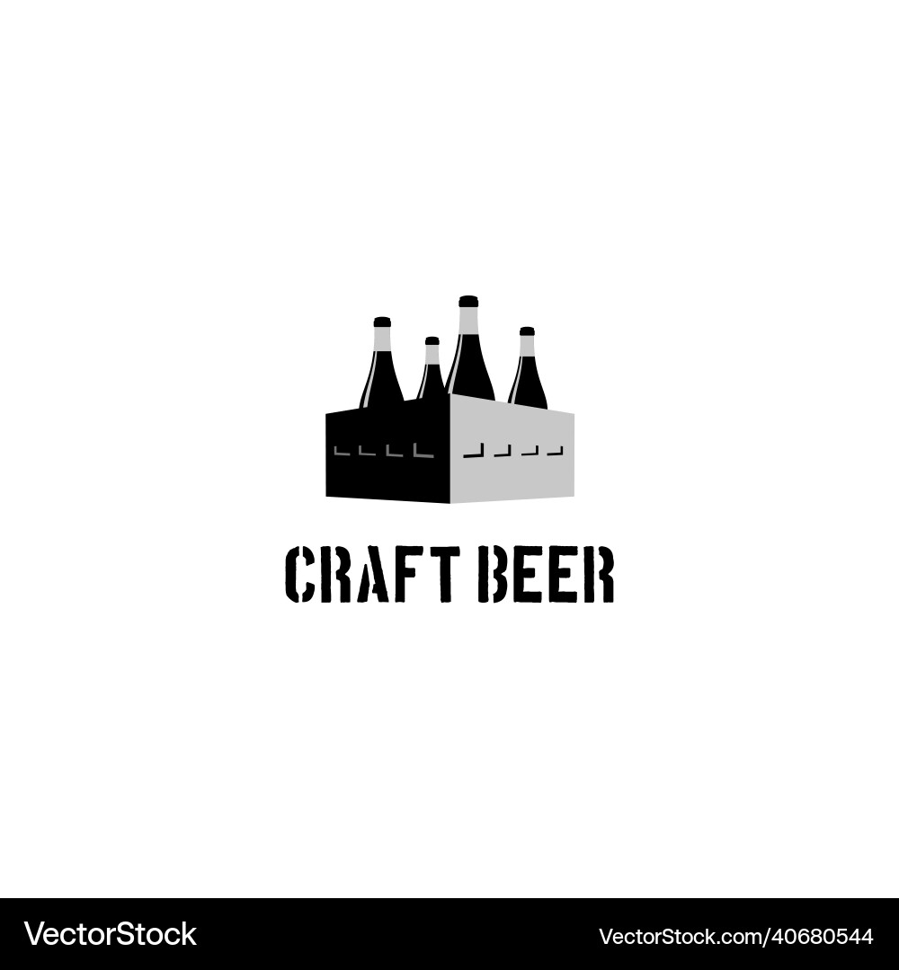 Craft beer brewery emblem on bottle logo Vector Image