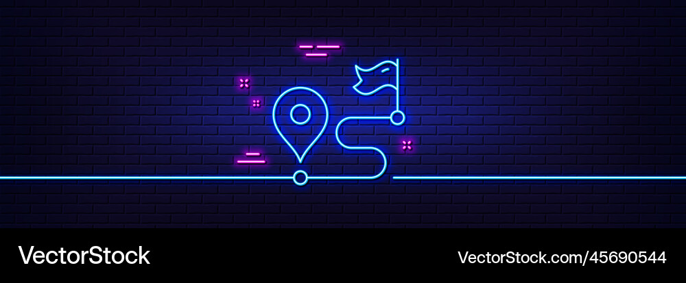 Journey line icon road path sign neon light glow Vector Image