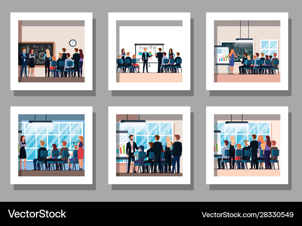 Bundle designs with meeting business people Vector Image