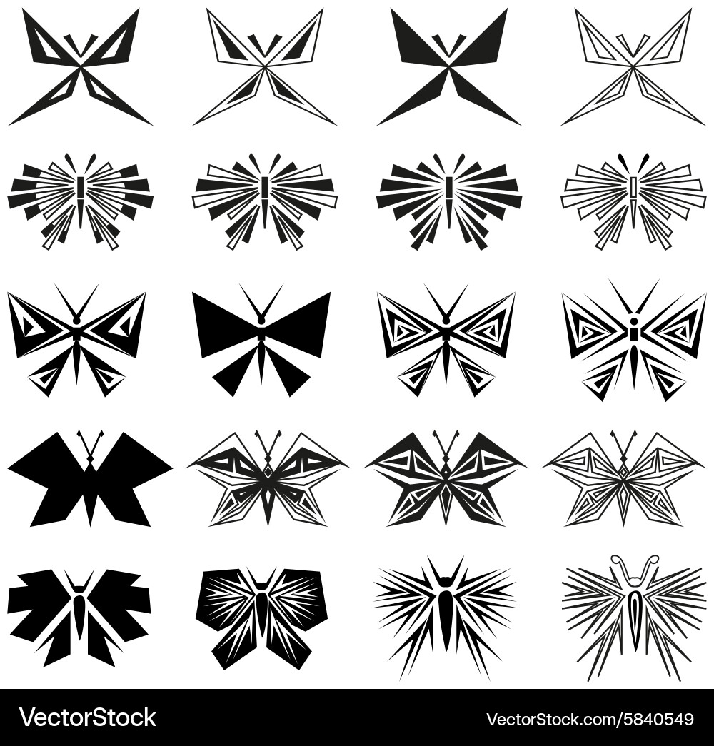 Butterfly symbols Royalty Free Vector Image - VectorStock