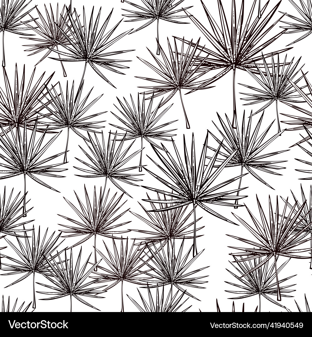 Fan palm leaves seamless patternvintage tropical Vector Image