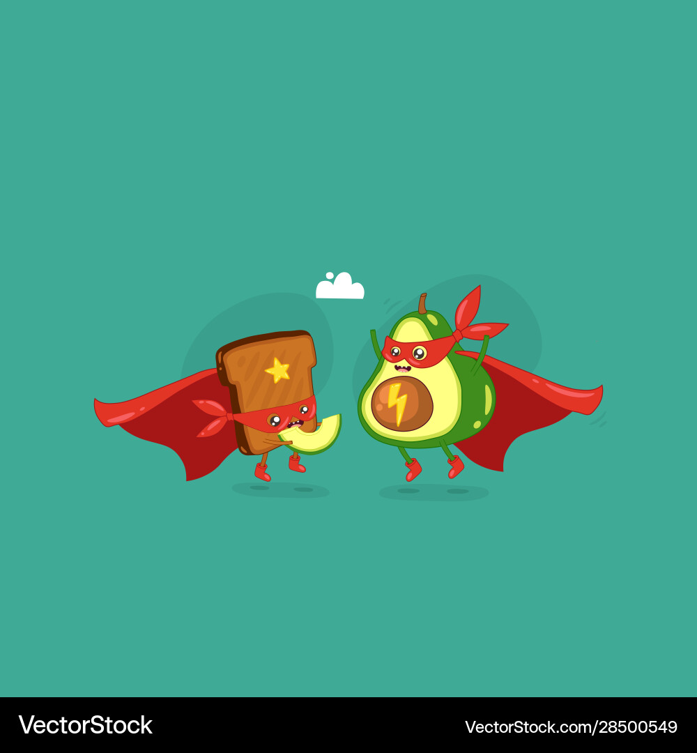 Funny cartoon character avocado super hero Vector Image