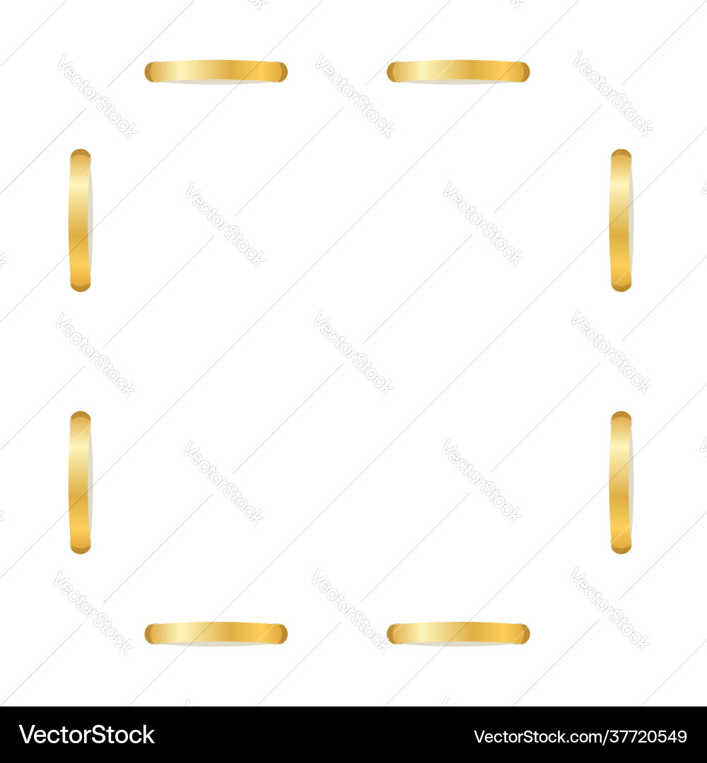 Gold frame 3d square border isolated white Vector Image
