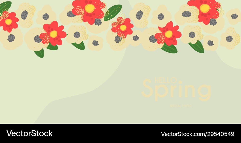 Hello spring cute floral background with trendy Vector Image