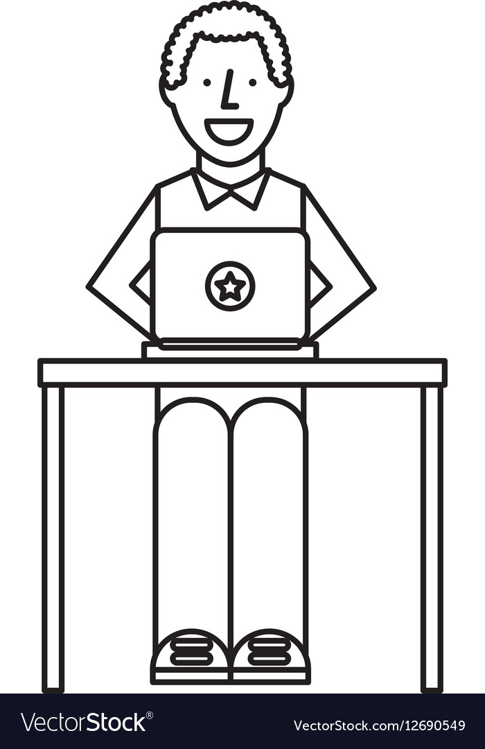 Person using computer icon Royalty Free Vector Image