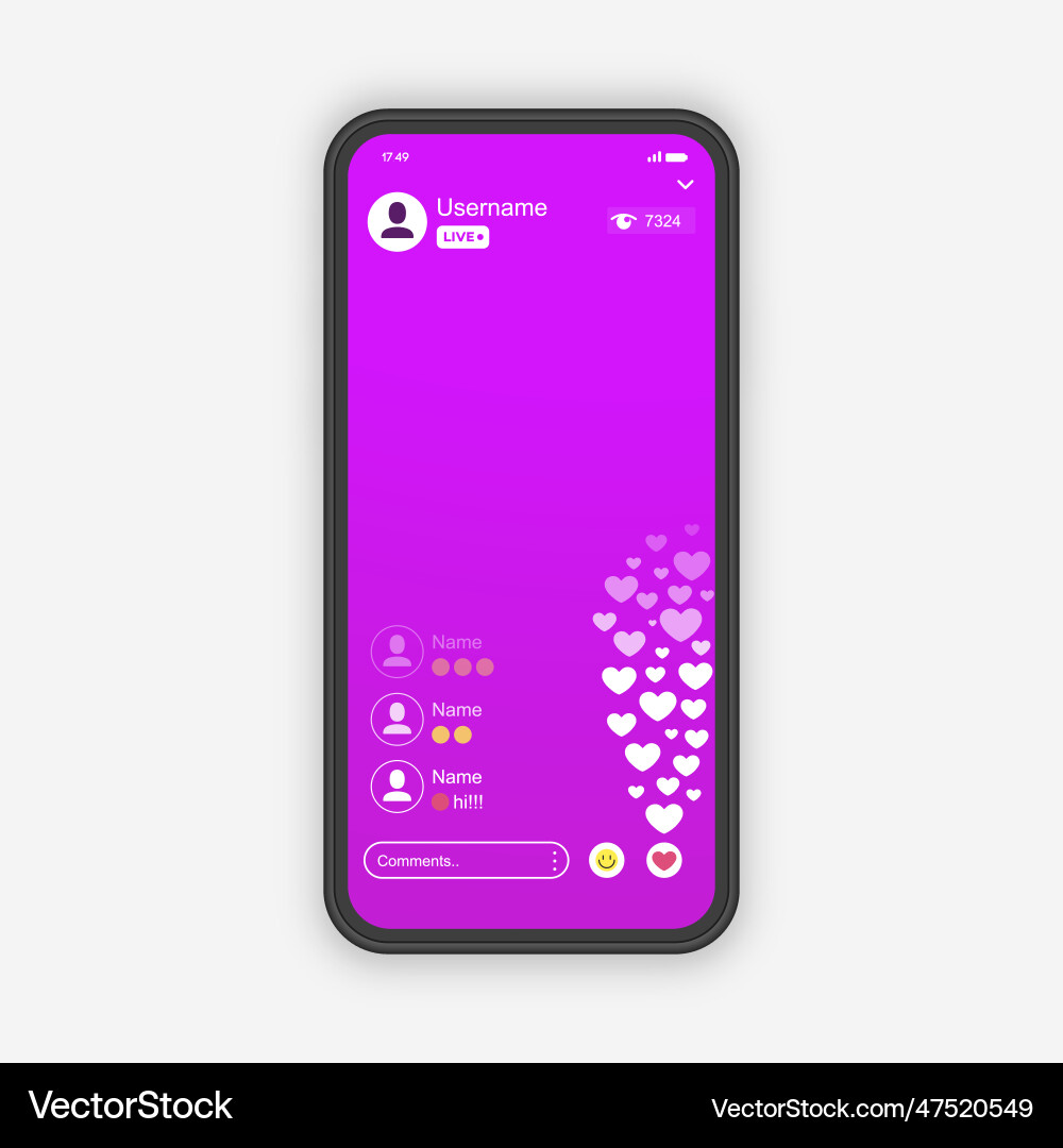 Streaming interface online mobile chat Royalty Free Vector