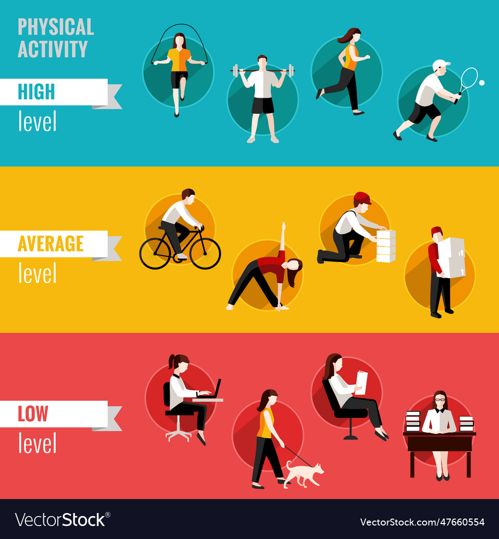 Physical activity horizontal banners Royalty Free Vector Physical activity horizontal banners Royalty Free Vector