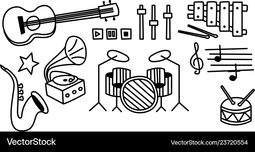 Set of musical instruments player buttons Vector Image