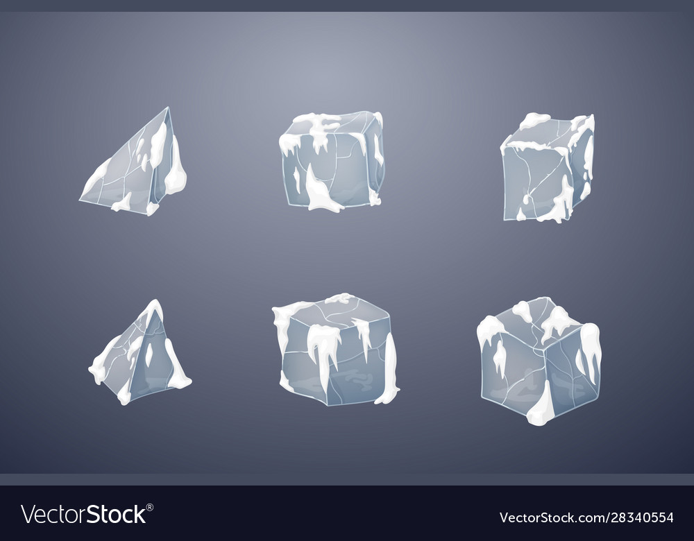Set transparency ice cubes and pyramids winters Vector Image