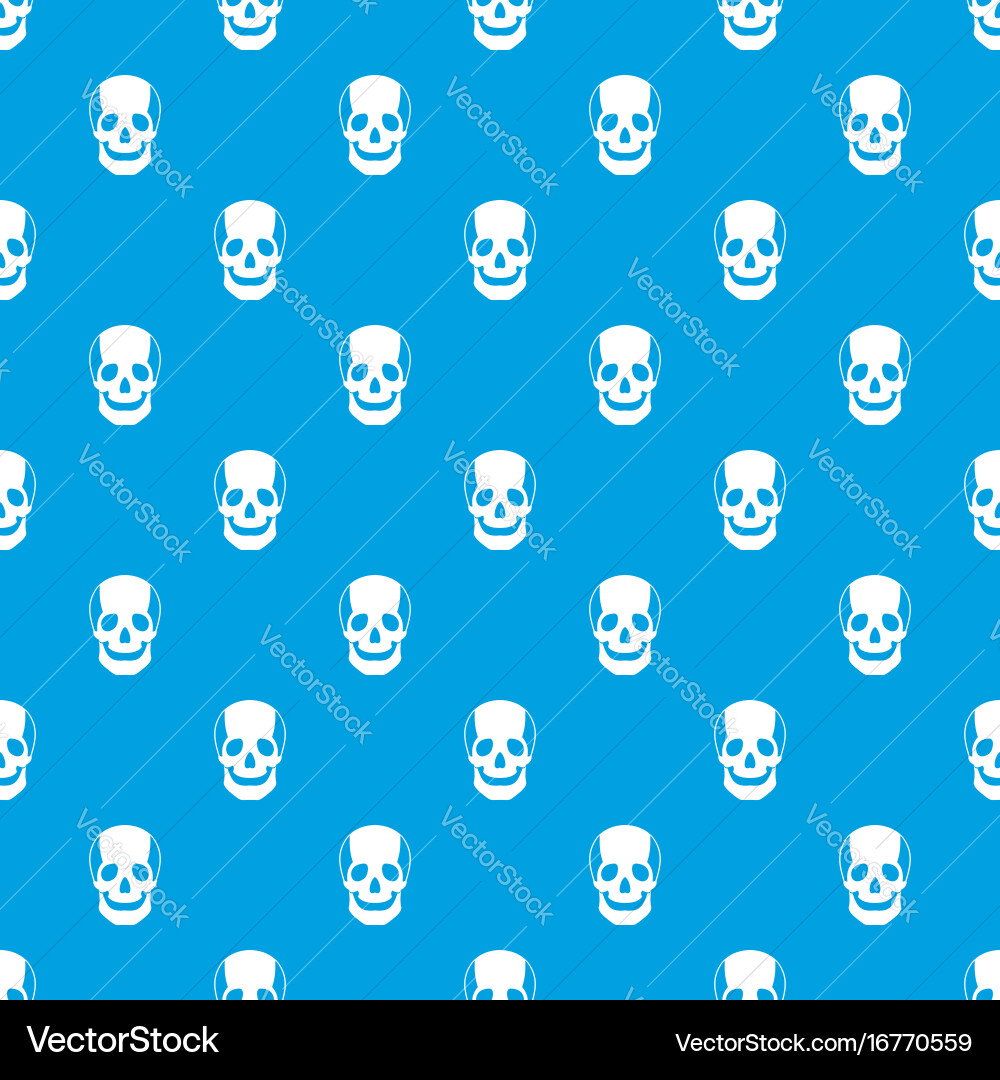 Skull pattern seamless blue Royalty Free Vector Image