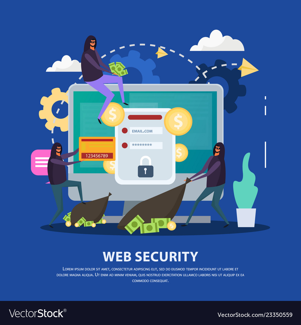 Web security flat background Royalty Free Vector Image
