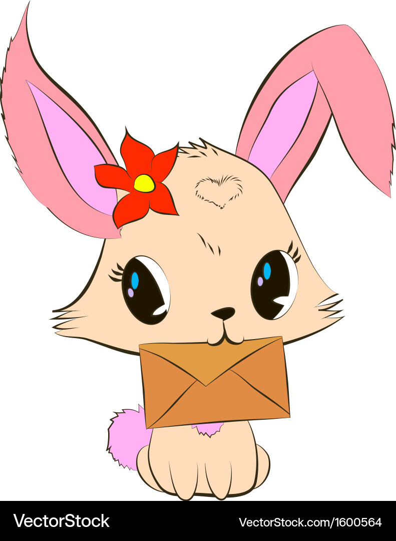 Cute bunny with envelope Royalty Free Vector Image
