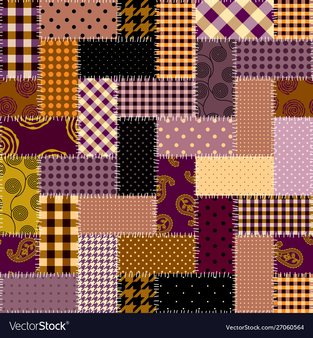 Patchwork textile pattern seamless quilting Vector Image