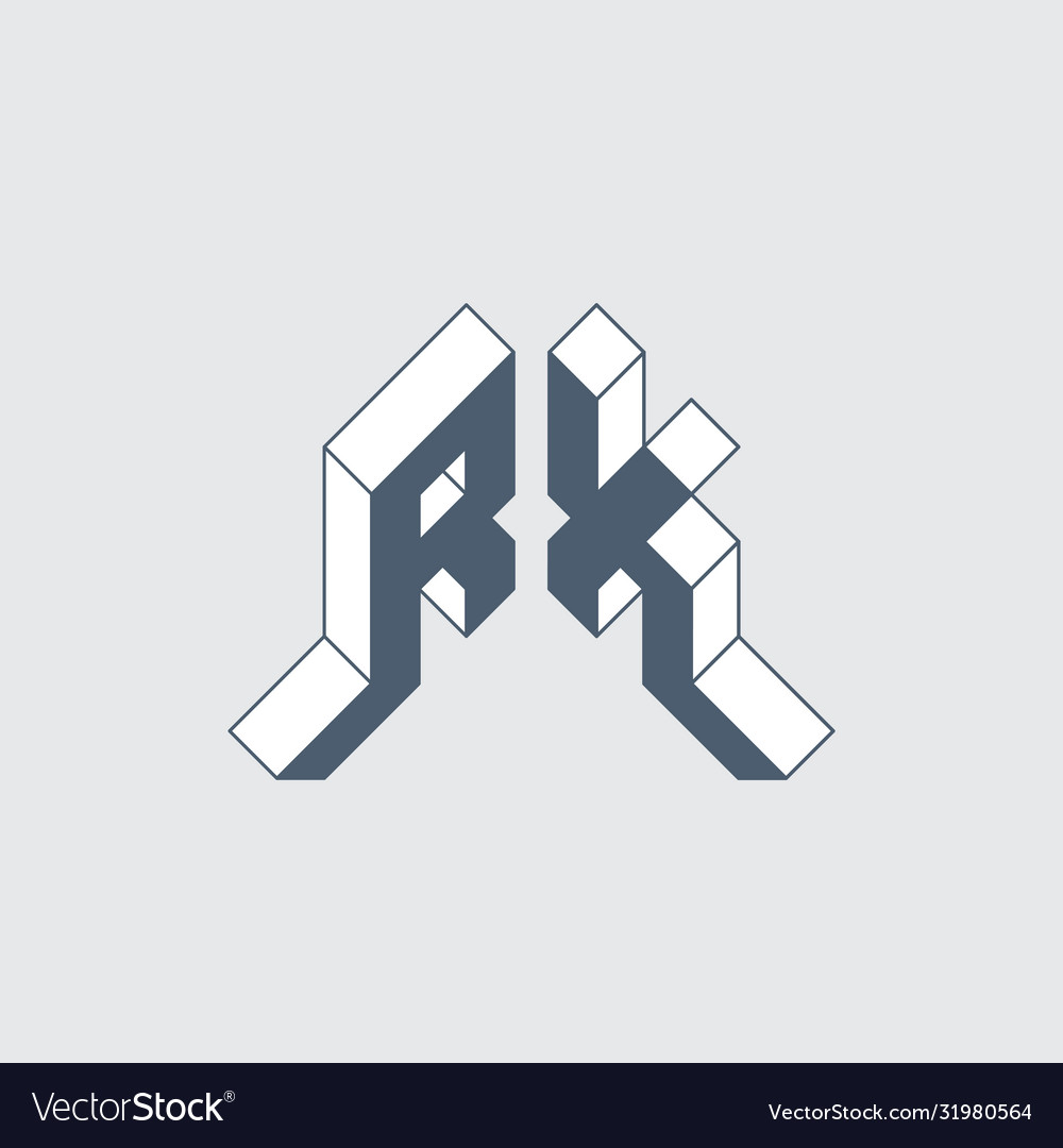 Rx - monogram or logotype isometric 3d font Vector Image Rx - monogram or logotype isometric 3d font Vector Image