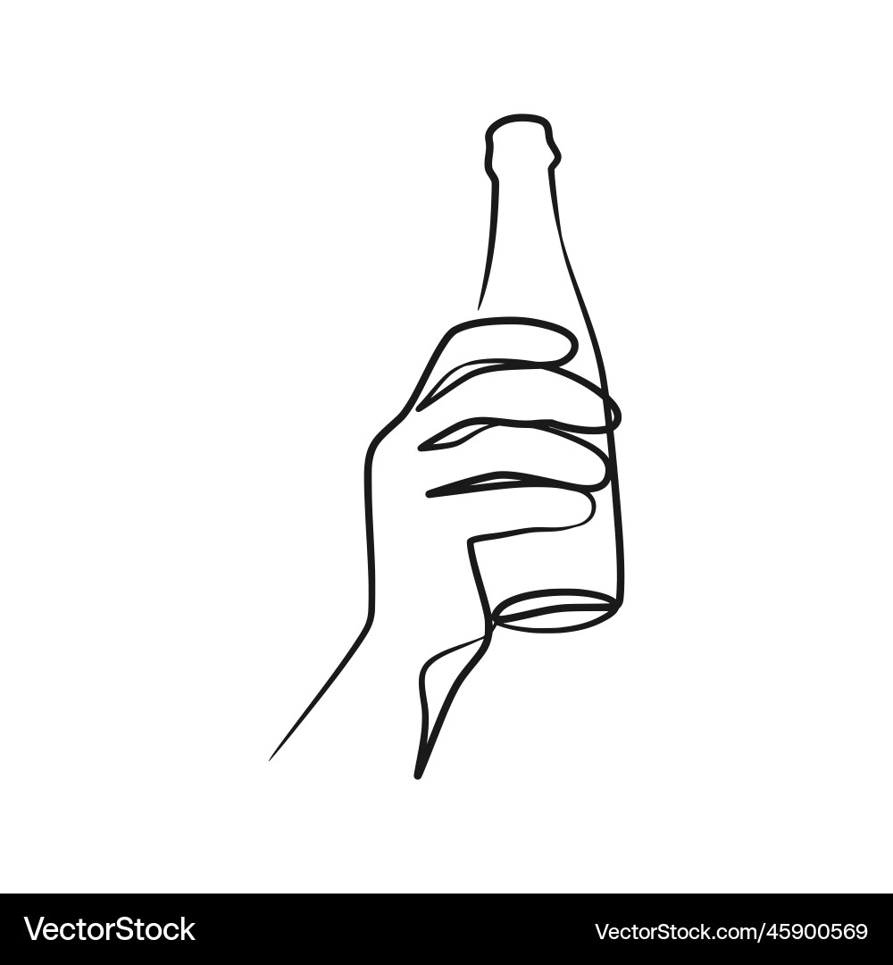 Hand holding beer continuous one line art Vector Image