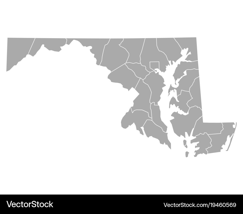 Map of maryland Royalty Free Vector Image - VectorStock