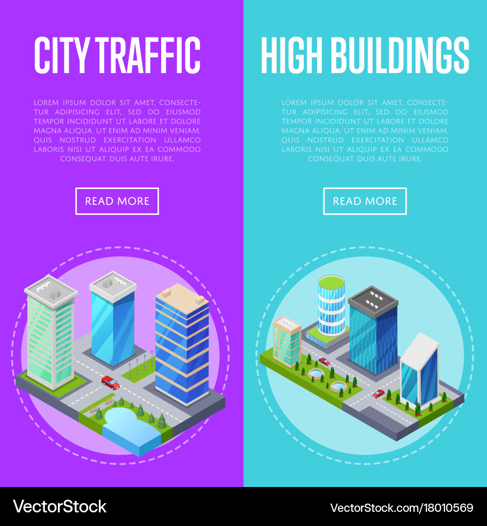 Modern city traffic banners set Royalty Free Vector Image