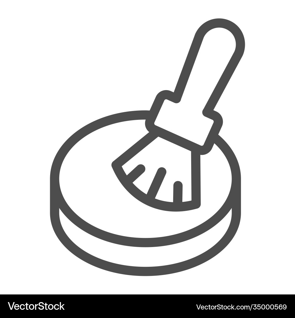 Powder and brush line icon makeup routine concept Vector Image