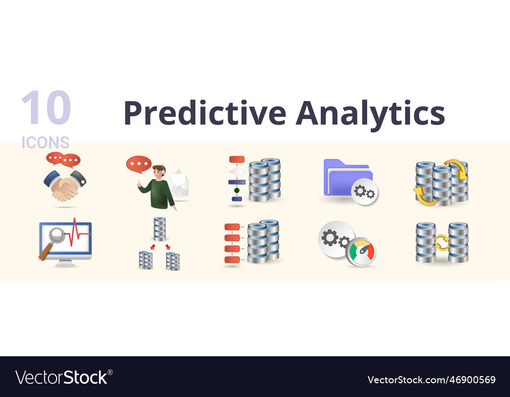 Predictive analytics set creative icons potential Vector Image Predictive analytics set creative icons potential Vector Image