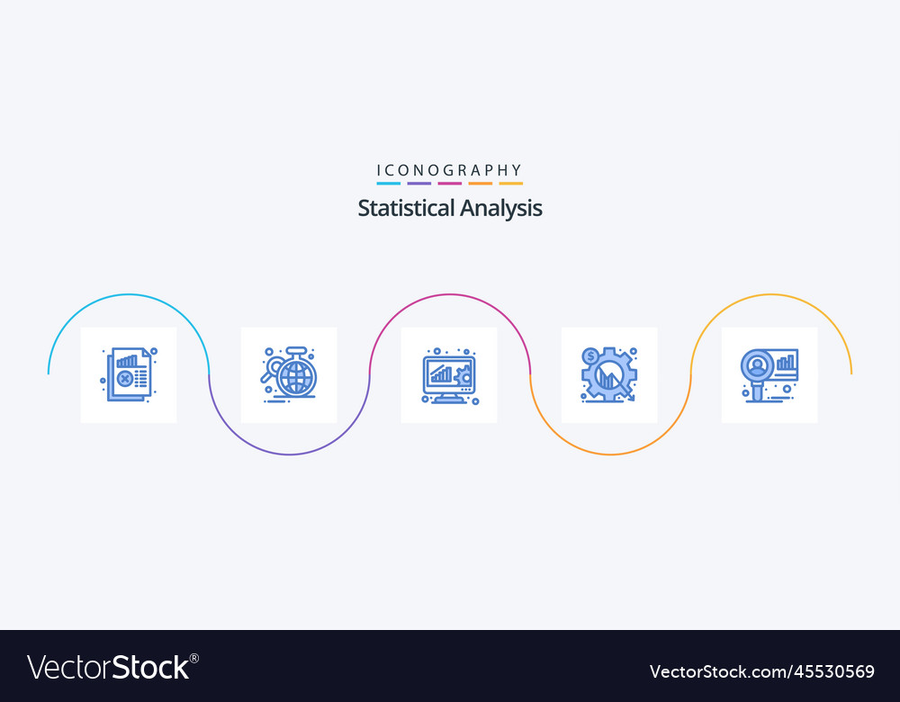 Statistical analysis blue 5 icon pack including Vector Image