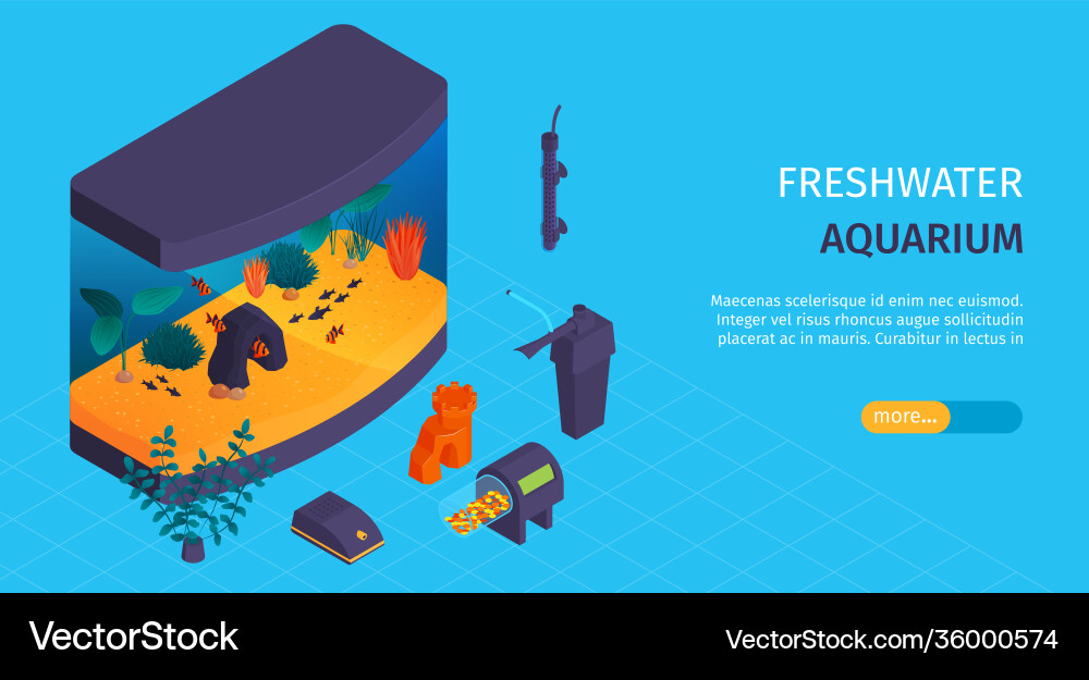 Aquarium isometric banner Royalty Free Vector Image