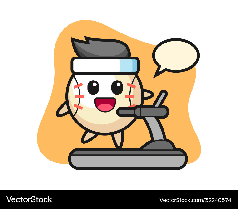 Baseball cartoon walking on treadmill Royalty Free Vector