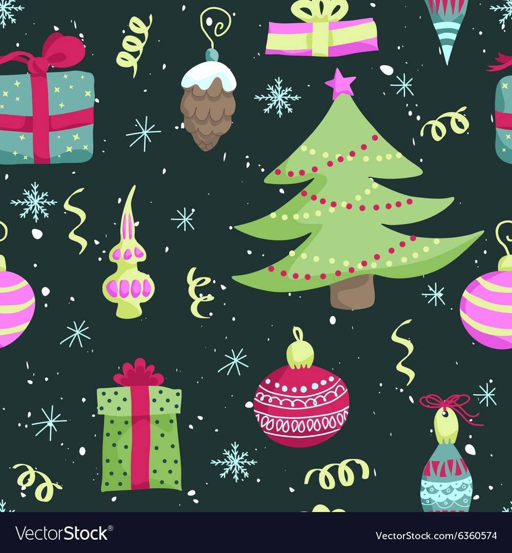 Bright christmas seamless pattern Royalty Free Vector Image