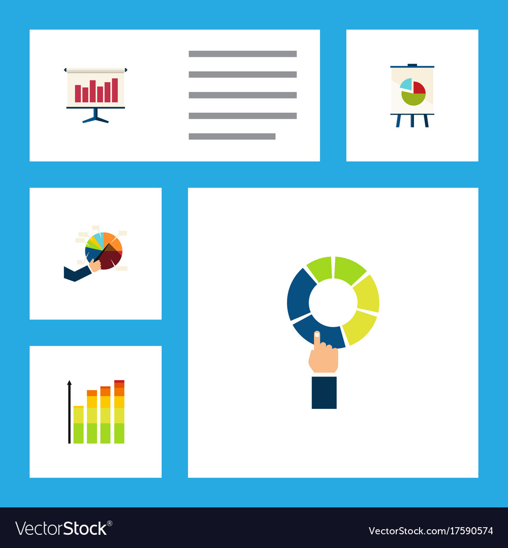 Flat icon graph set of pie bar easel segment Vector Image