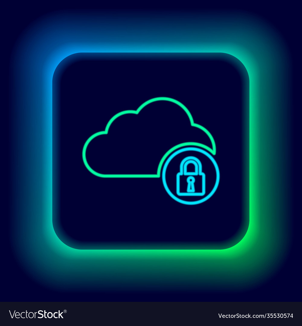 Glowing neon line cloud computing lock icon Vector Image