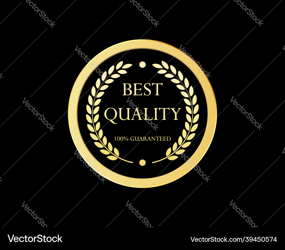 Gold medals quality awards with laurels Royalty Free Vector