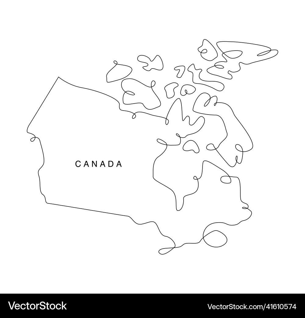 Line art canada map continuous north america Vector Image