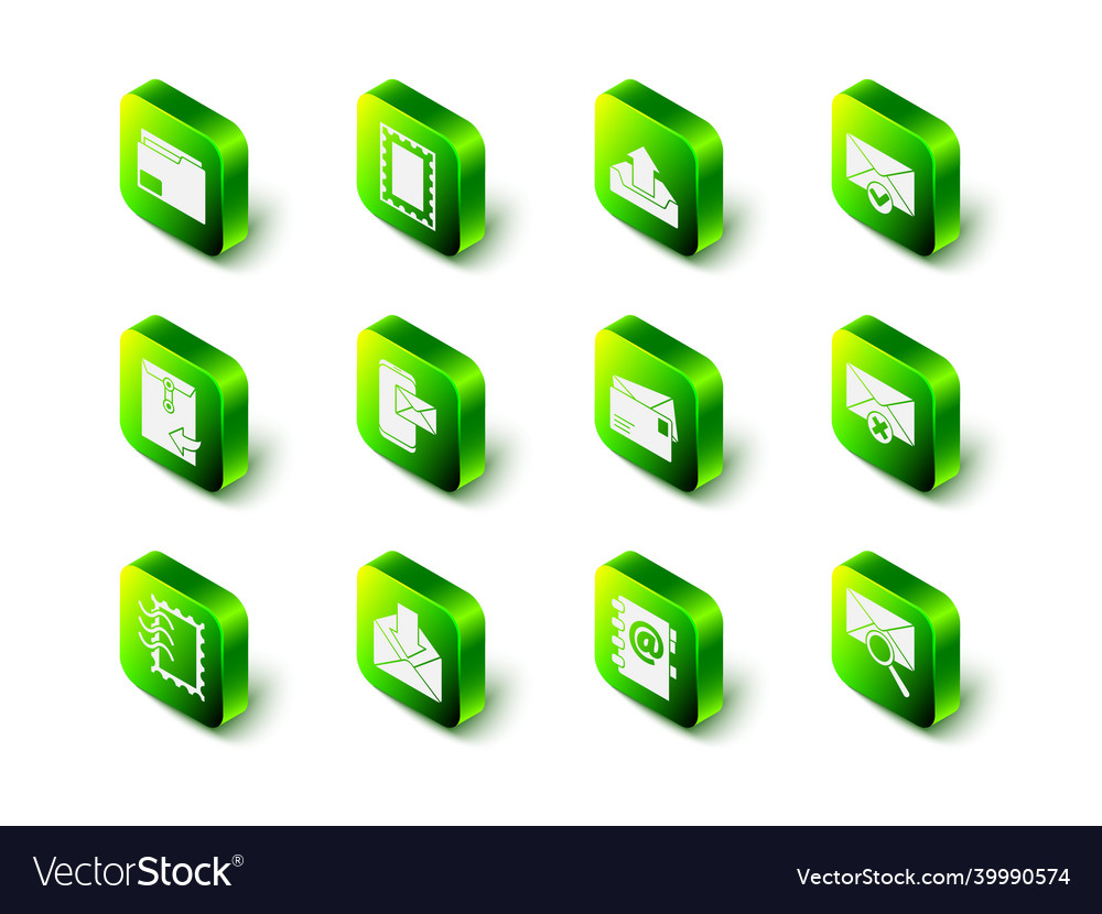 Set postal stamp upload inbox envelope and check Vector Image Set postal stamp upload inbox envelope and check Vector Image