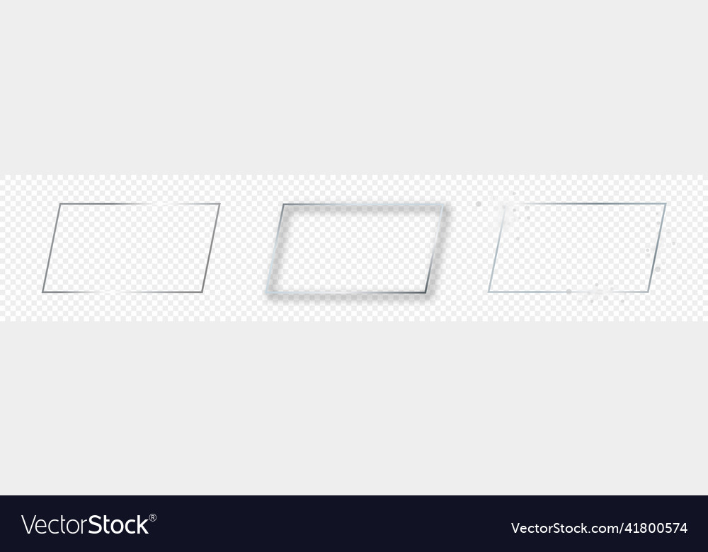 Silver glowing rectangular shape frame Royalty Free Vector