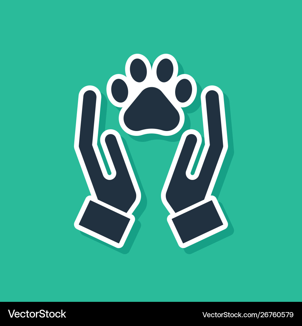 Blue hands with animals footprint icon isolated Vector Image
