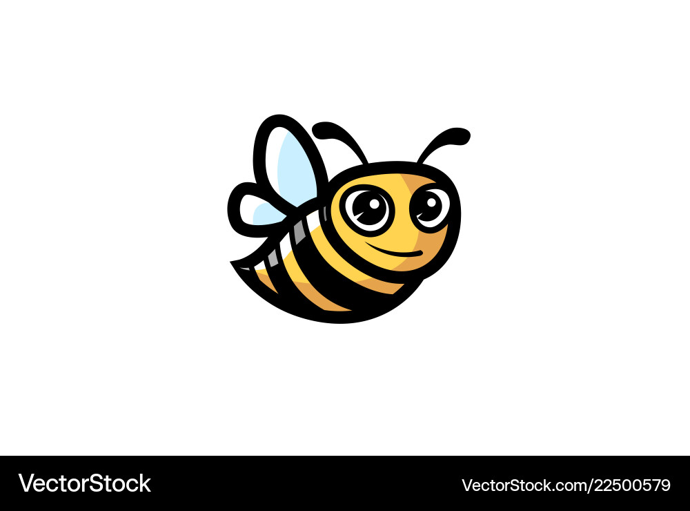 Creative cute little bee logo Royalty Free Vector Image